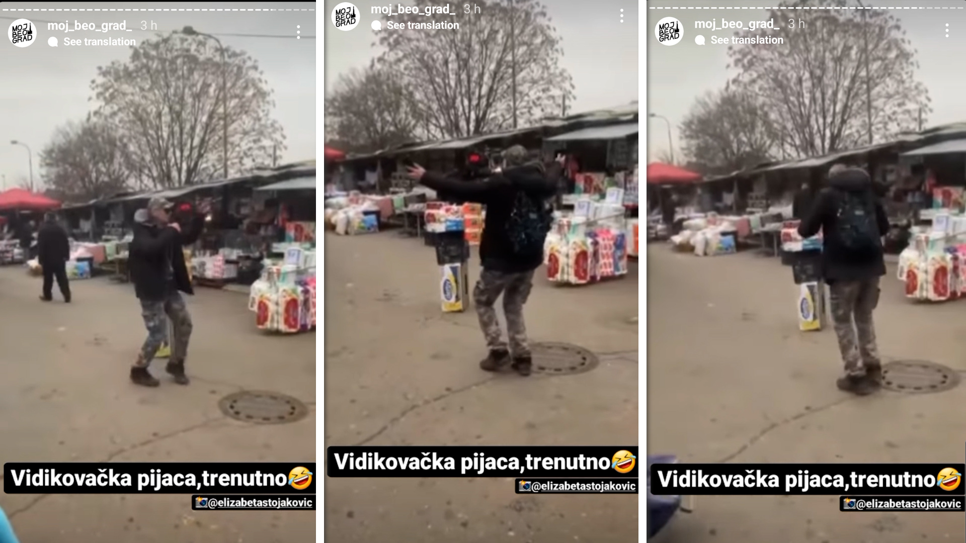 Da nam je svima kao njemu: Čovek usred dana igra na Vidikovačkoj pijaci ...