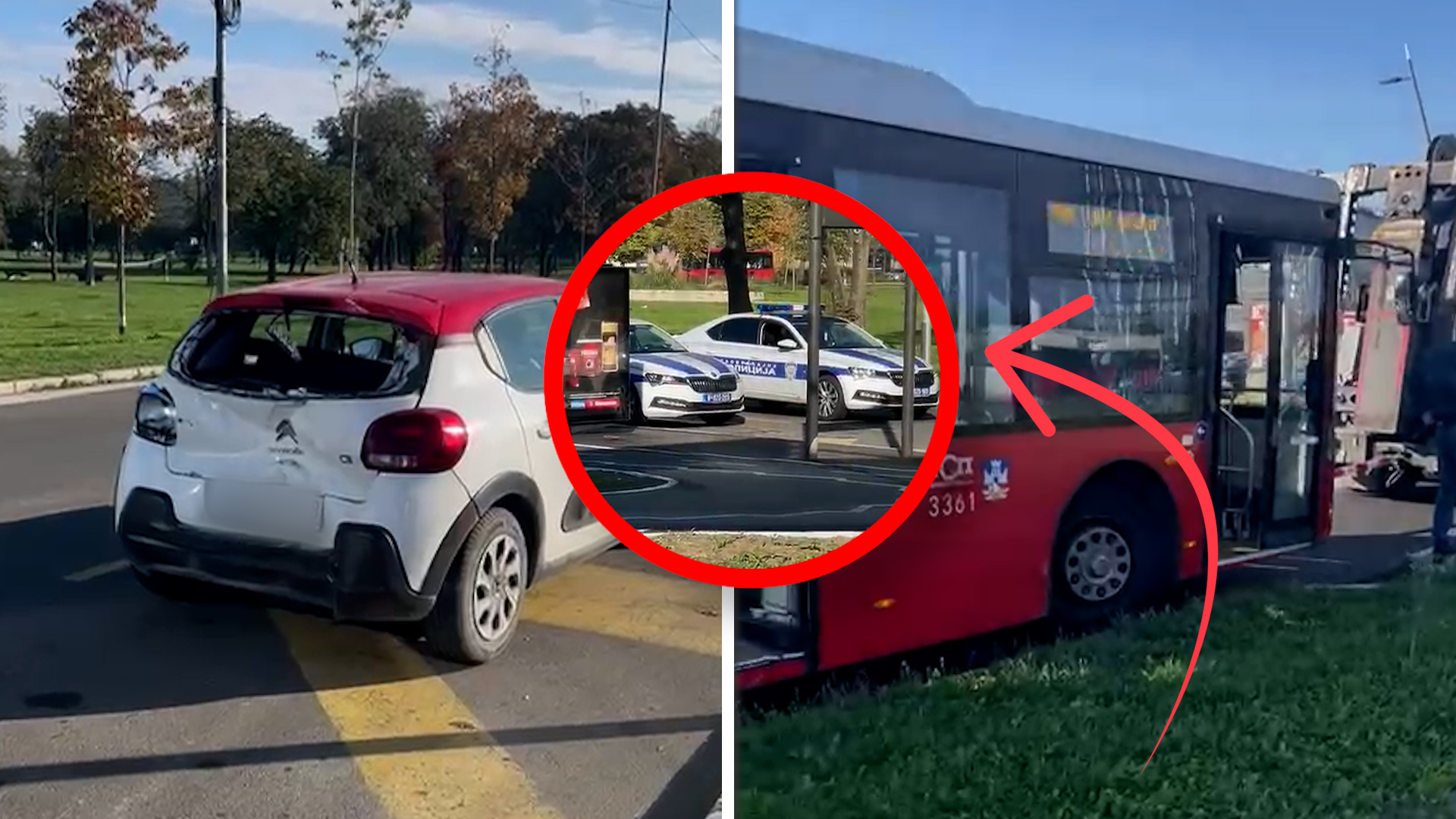 Sudar autobusa i 3 automobila, snimak sa lica mesta: Haos na Brankovom mostu - Telegraf.tv